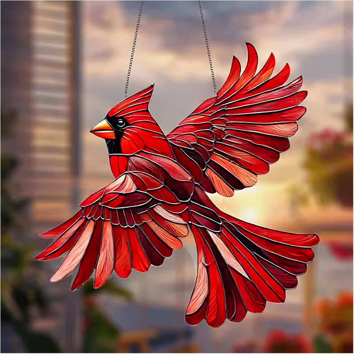 Winged Cardinal Christmas Ornaments 2025 New Acrylic Red Bird Christmas ...