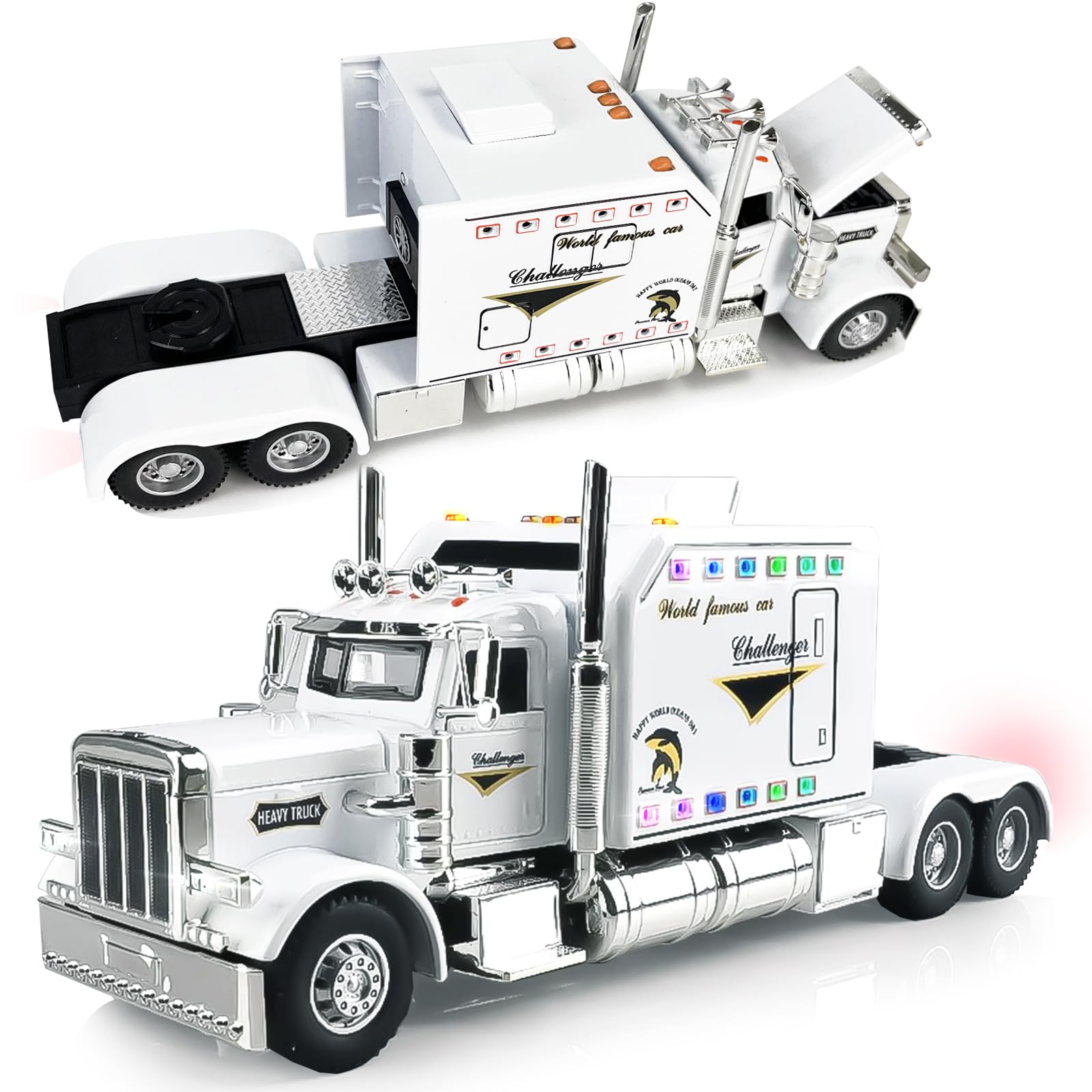 Amazon.com: CORPER TOYS Diecast Semi Truck Toys with Sounds and Lights ...