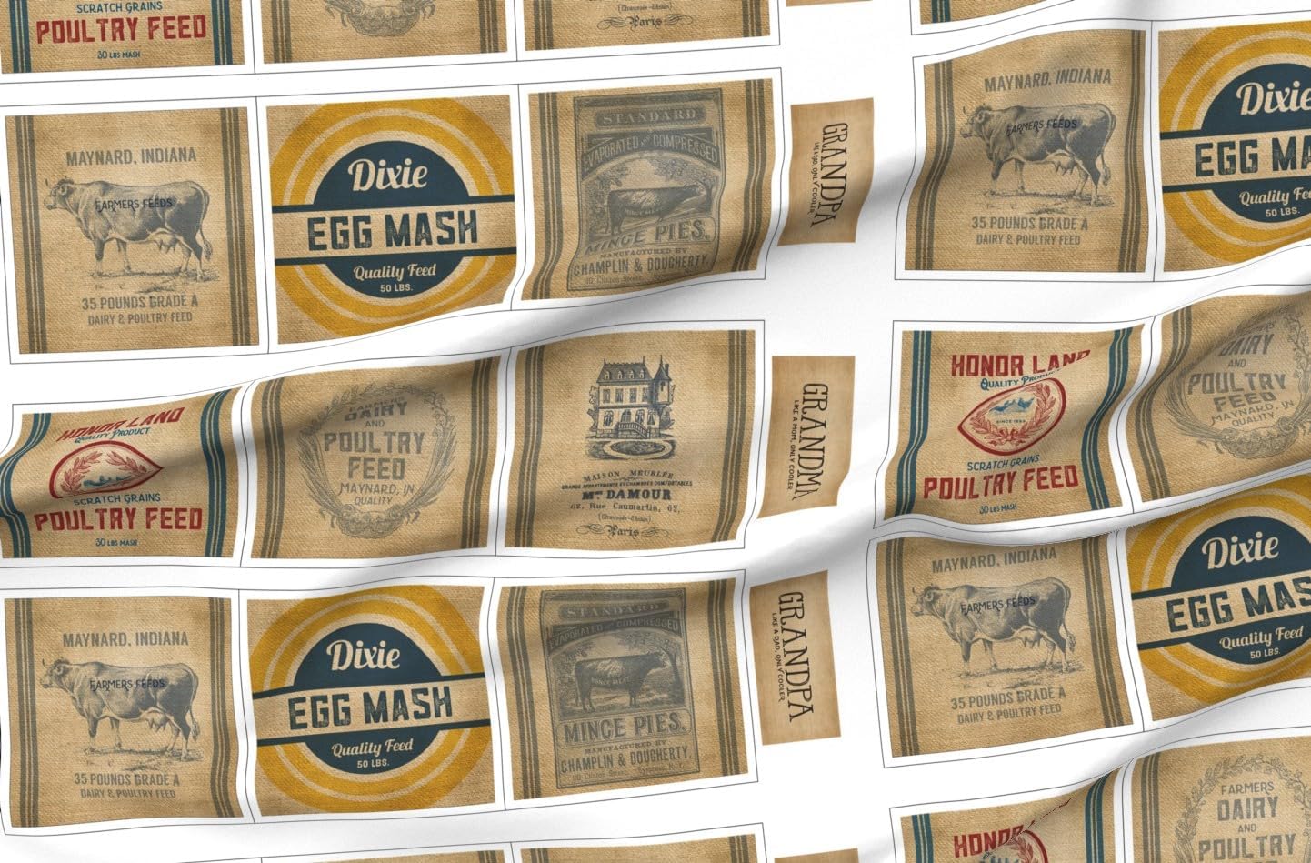 Amazon.com: Spoonflower Fabric - Grain Sack Vintage Style Farmhouse ...