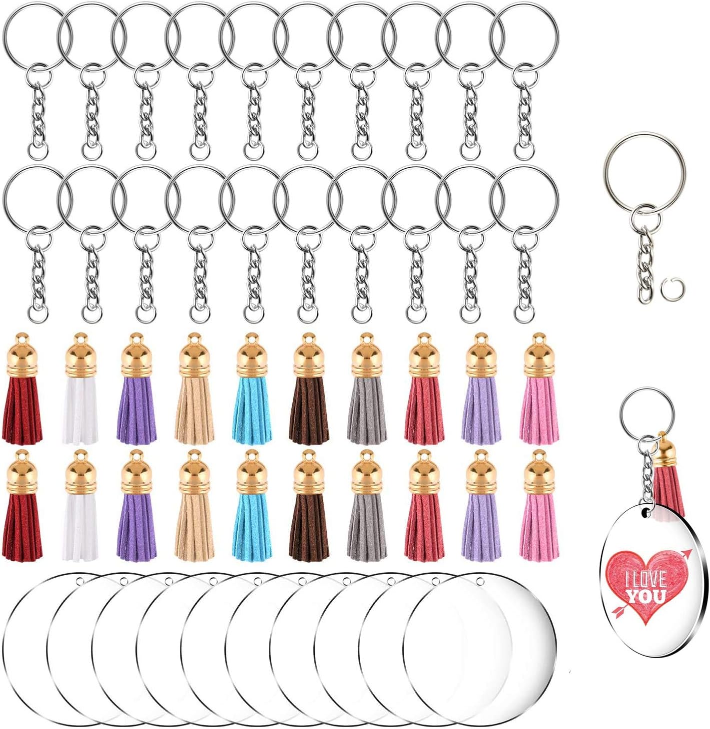 Amazon.com: 90 Pieces Acrylic Keychain Making Kit, Acrylic Keyring ...