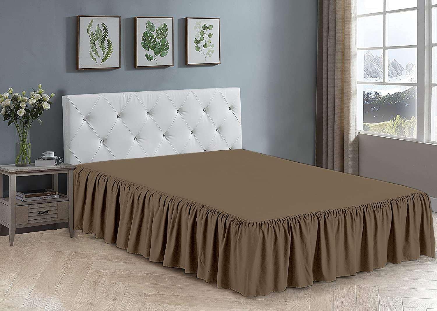 Amazon.com: Ruffled Bed Skirt King Size - Dust Ruffle with Split ...
