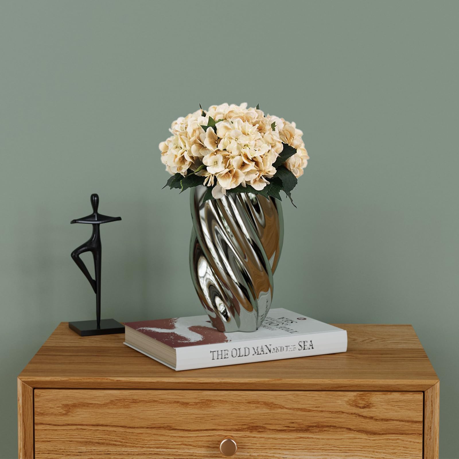 Snapklik.com : Silver Ceramic Modern Vase, Unique Fluted Vase ...