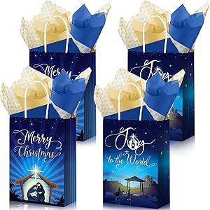 Amazon.com: Funrous 65 Pcs Christmas Nativity Gift Bags Joy to the ...