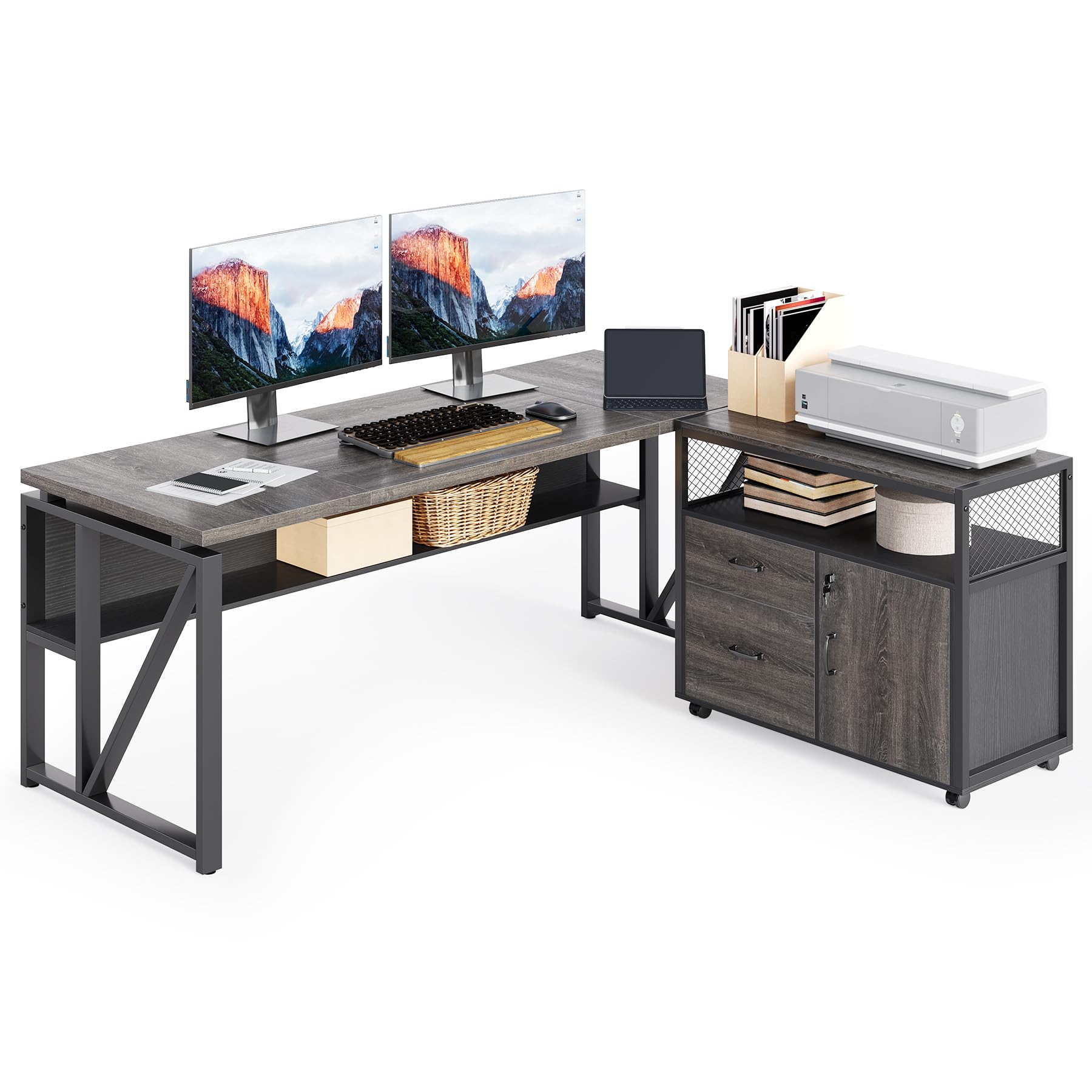 Amazon.com: LITTLE TREE 63-Inch Office Desk, Large Executive Desk with ...