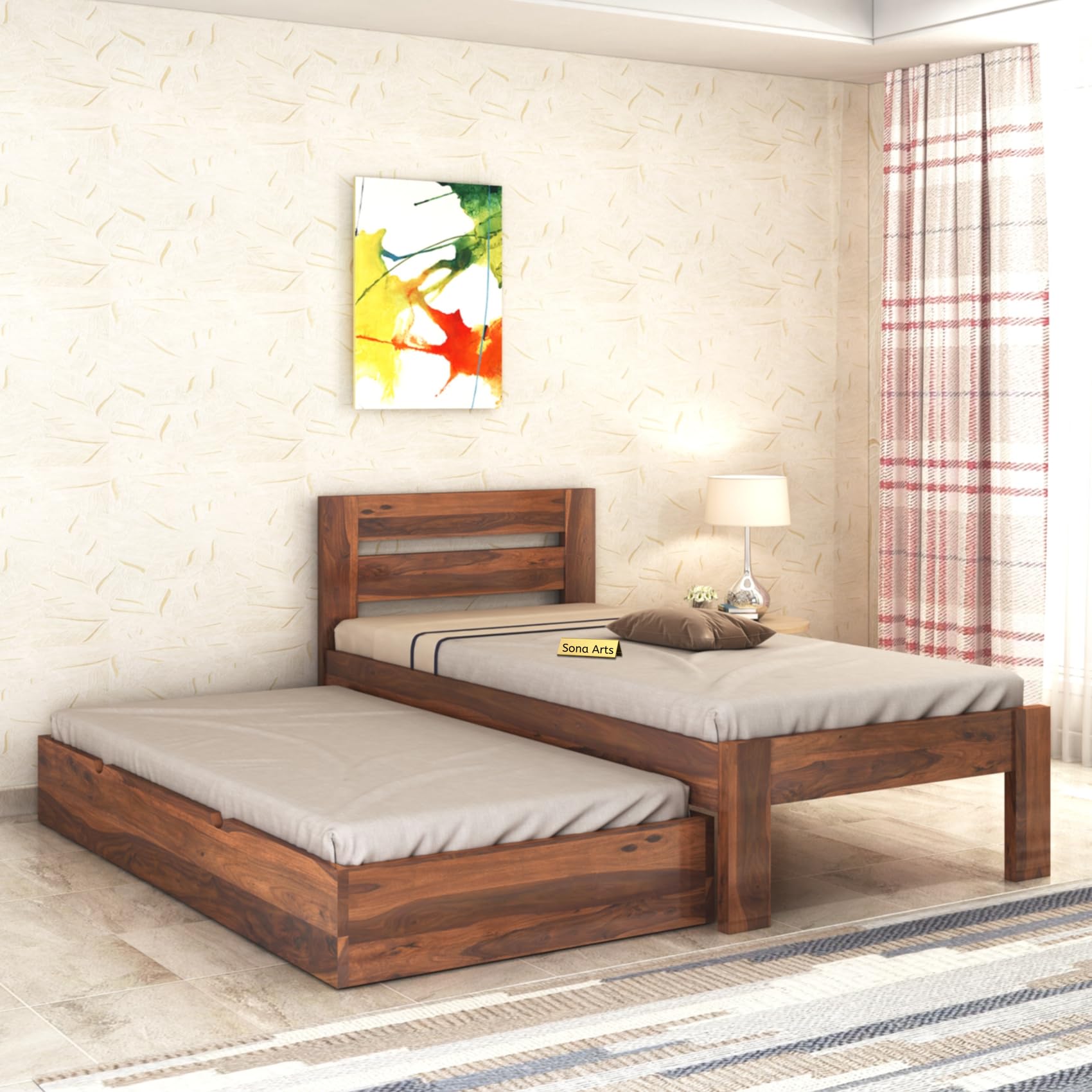 SONA ART & CRAFTS Solid Sheesham Wood Single Bed Furniture Single Size ...