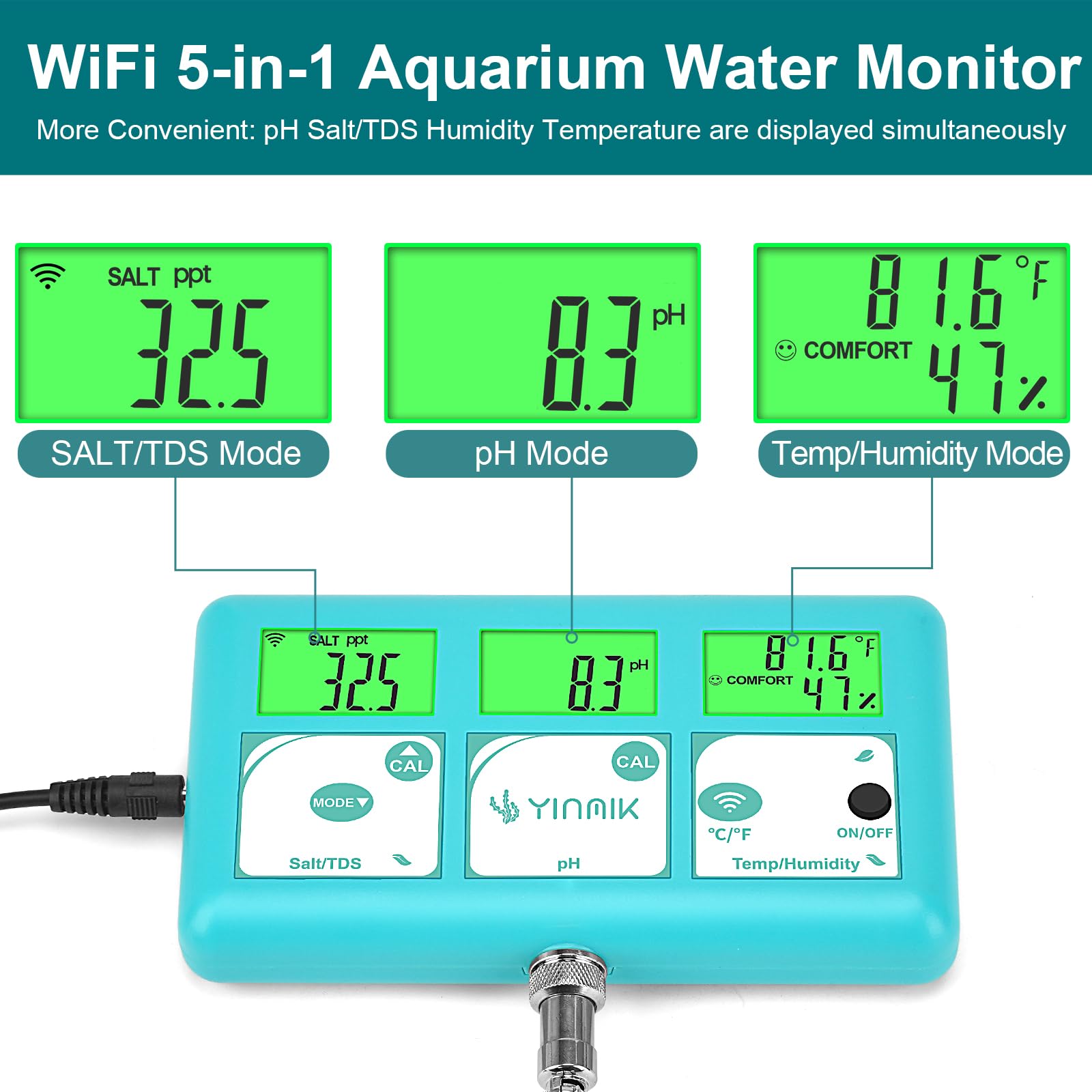 Snapklik.com : Aquarium pH Salinity Monitor, Smart pH Salt Meter ...