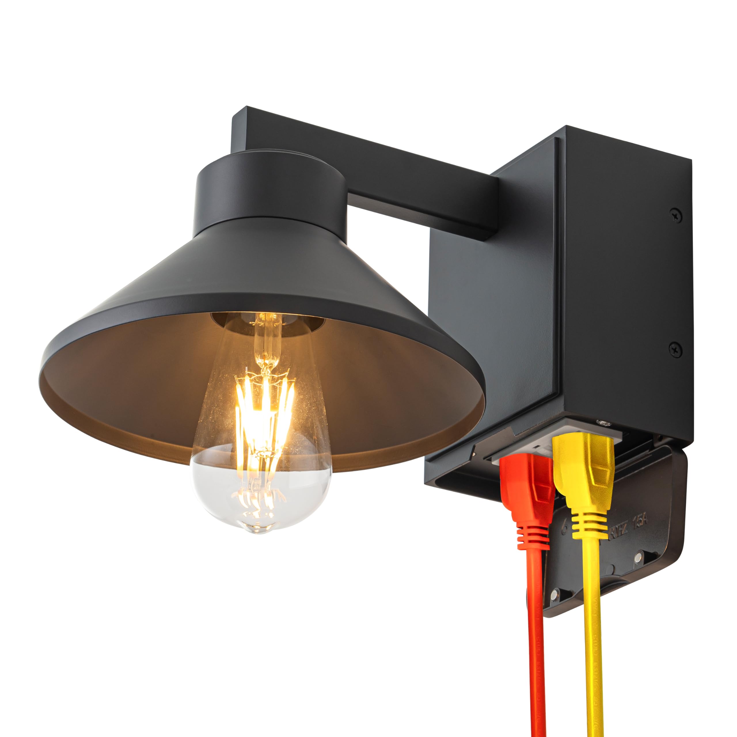 c cattleya Outdoor Wall Sconce with Outlet GFCI Black Waterproof Anti ...