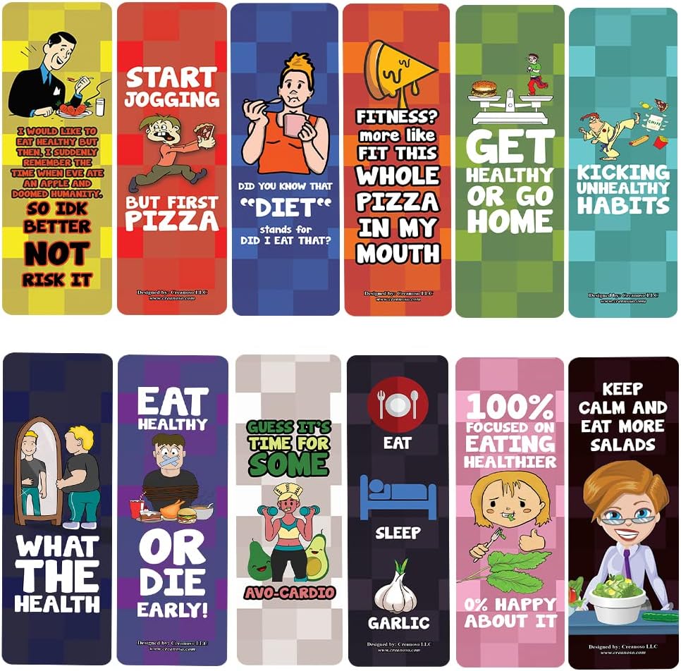 Amazon.com: Creanoso Funny Healthy Lifestyle Bookmarks (10-Sets X 6 ...