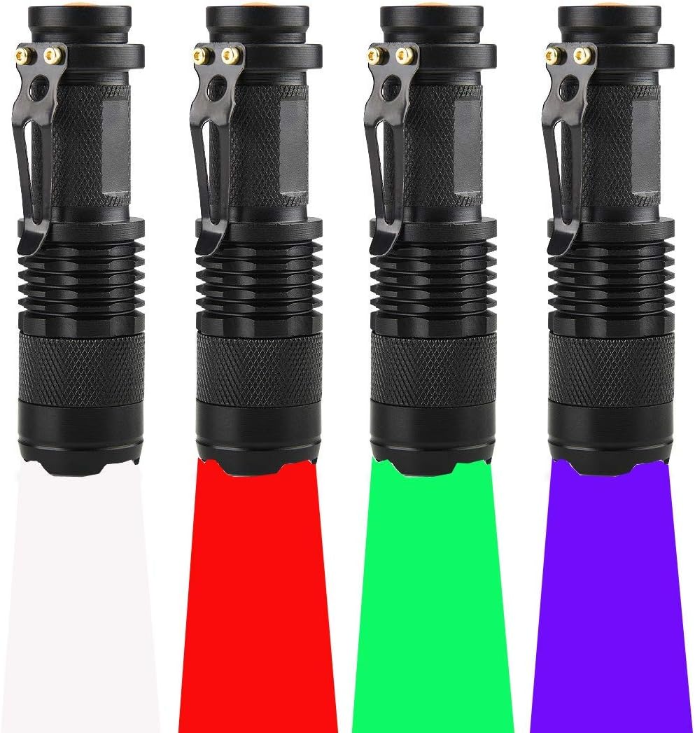 WAYLLSHINE 4 in 1 Multicolor Red Green Blue White Flashlight, Single ...