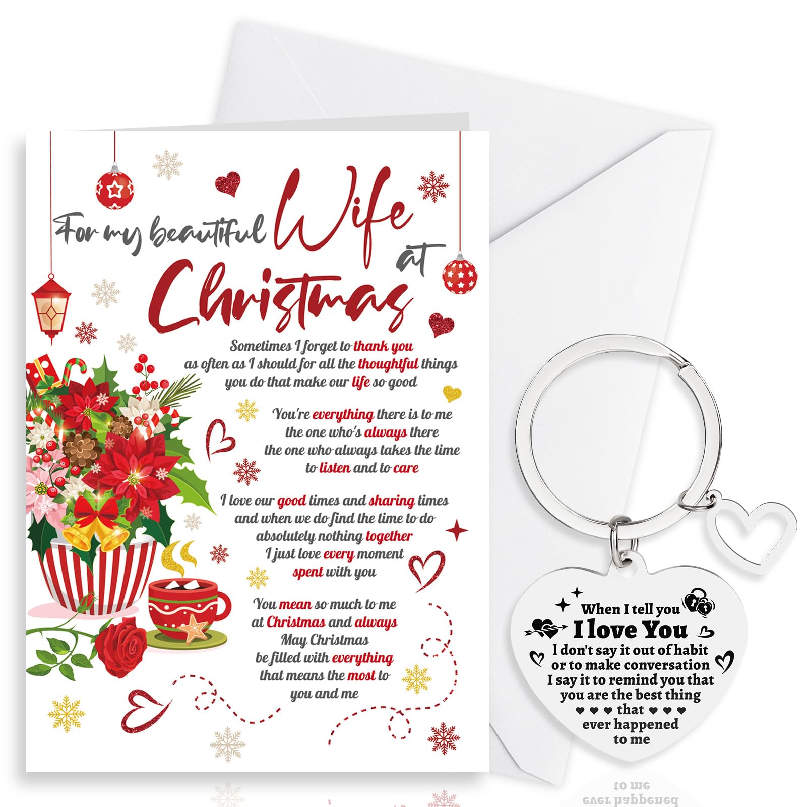 HOWAF Wife Christmas Card for Wife, Merry Christmas Card Wife Xmas Card ...