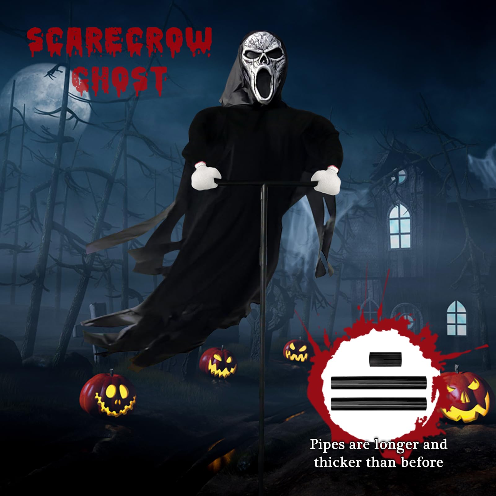 DUOLAM Halloween Scream Scarecrow Ghost Decorations: Scary Screaming ...
