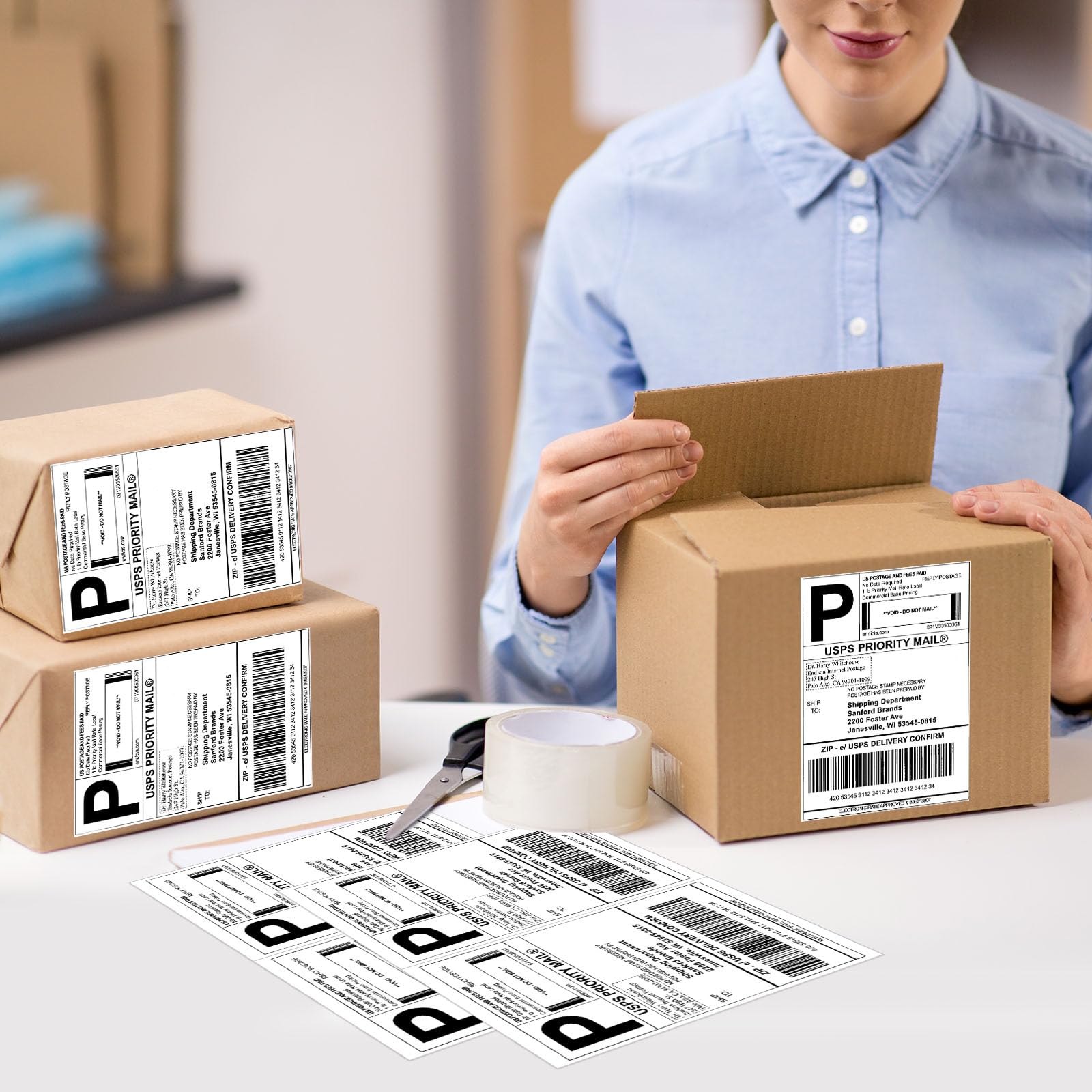 Snapklik.com : 8.5x5.5 2-Up Half-Page Adhesive Labels For Laser ...
