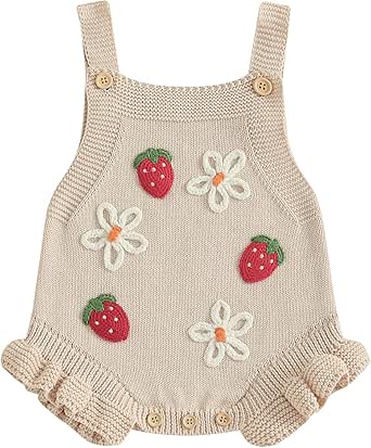 Amazon.com: Baby Girl Fall Outfits Newborn Sleeveless Knit Sweater Romper Floral/Bee Onesie Cute ...