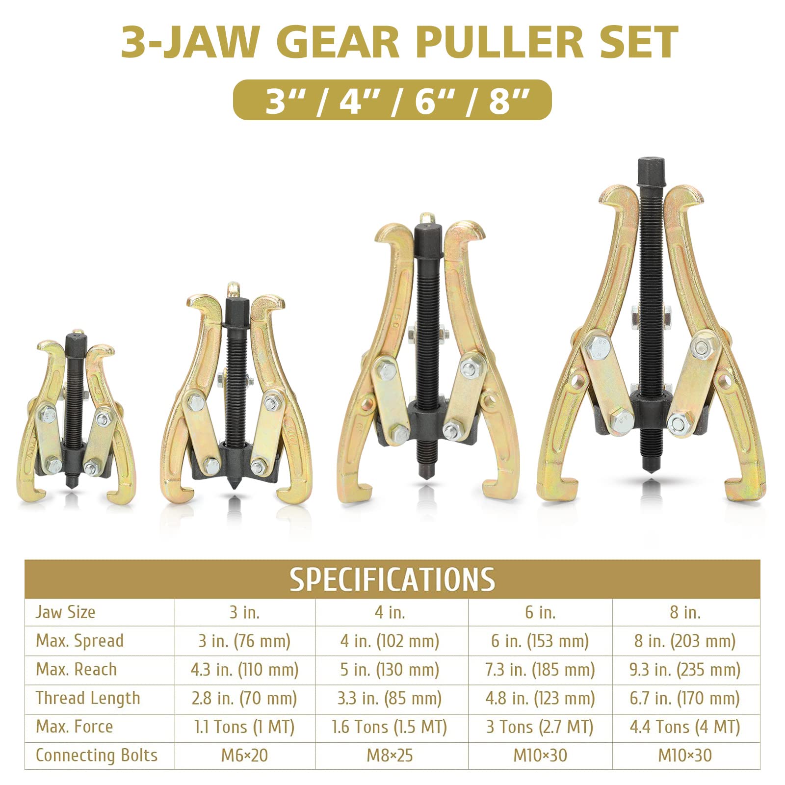 Snapklik.com : MOFEEZ 3" 4" 6" 8" 3 Jaw Gear Bearing Puller Removal ...