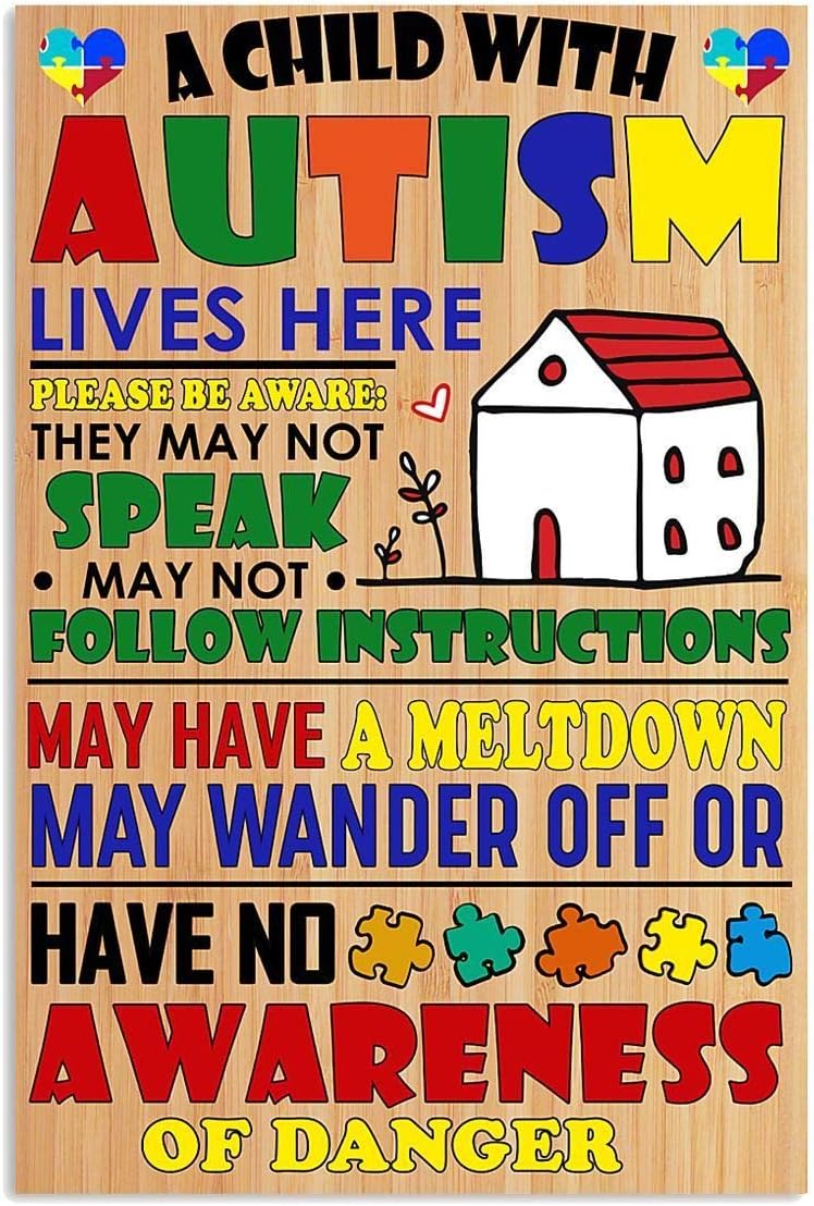 A Child With Autism Lives Here Home Coffee Wall Decor Home Bar Man Cave ...