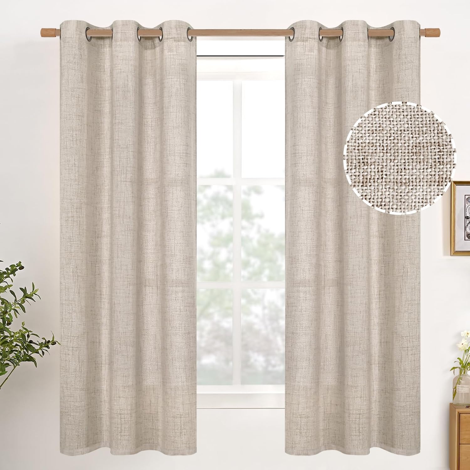Amazon.com: YoungsTex Natural Linen Curtains 63 Inches Long for Short ...