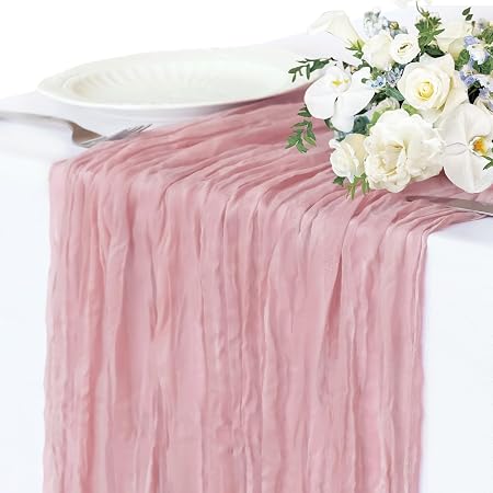 Amazon.com: Pink Cheesecloth Table Runner, 10FT Dusty Pink Summer Boho ...