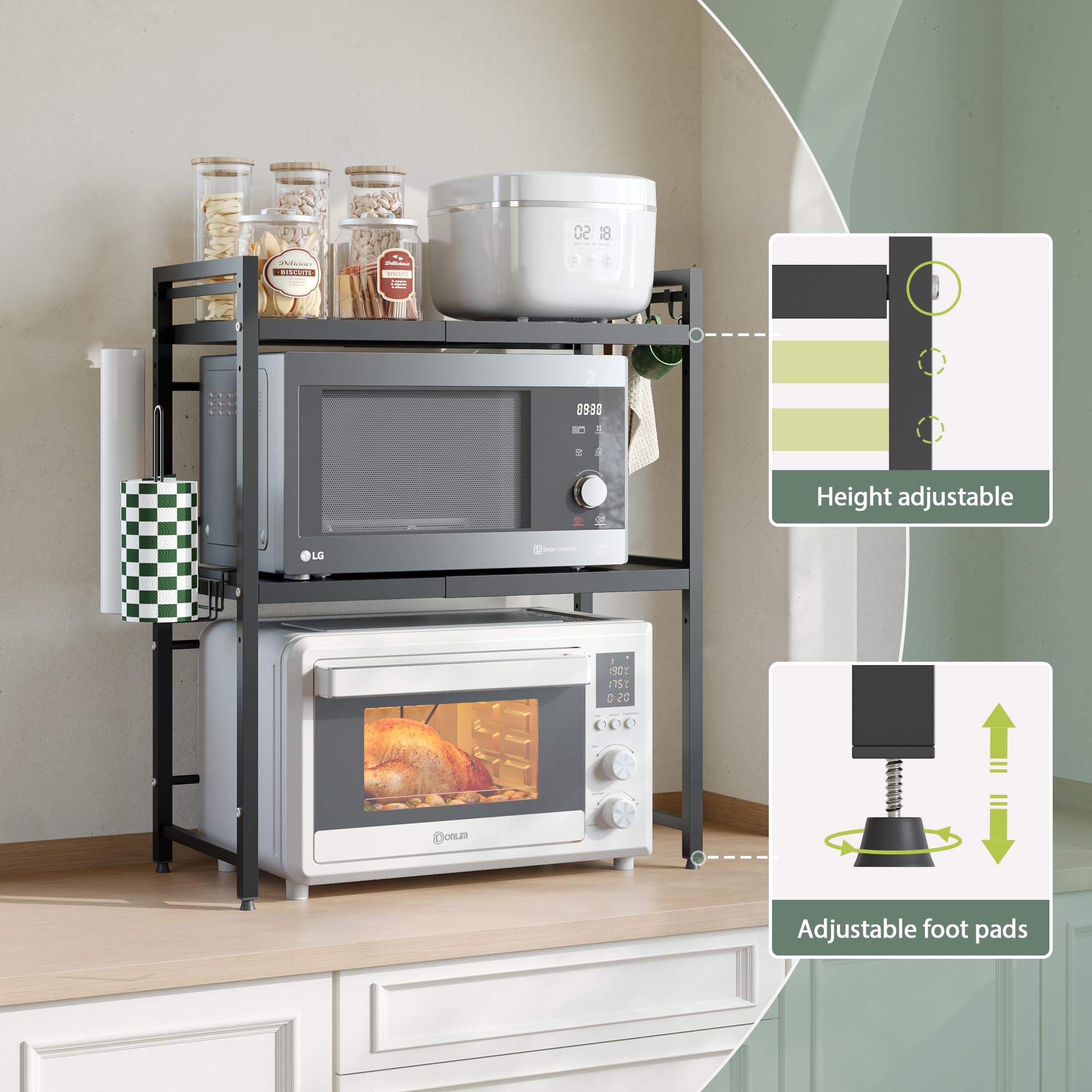 Snapklik.com : NETEL Expandable Microwave Oven Rack, 3 Tier Kitchen ...