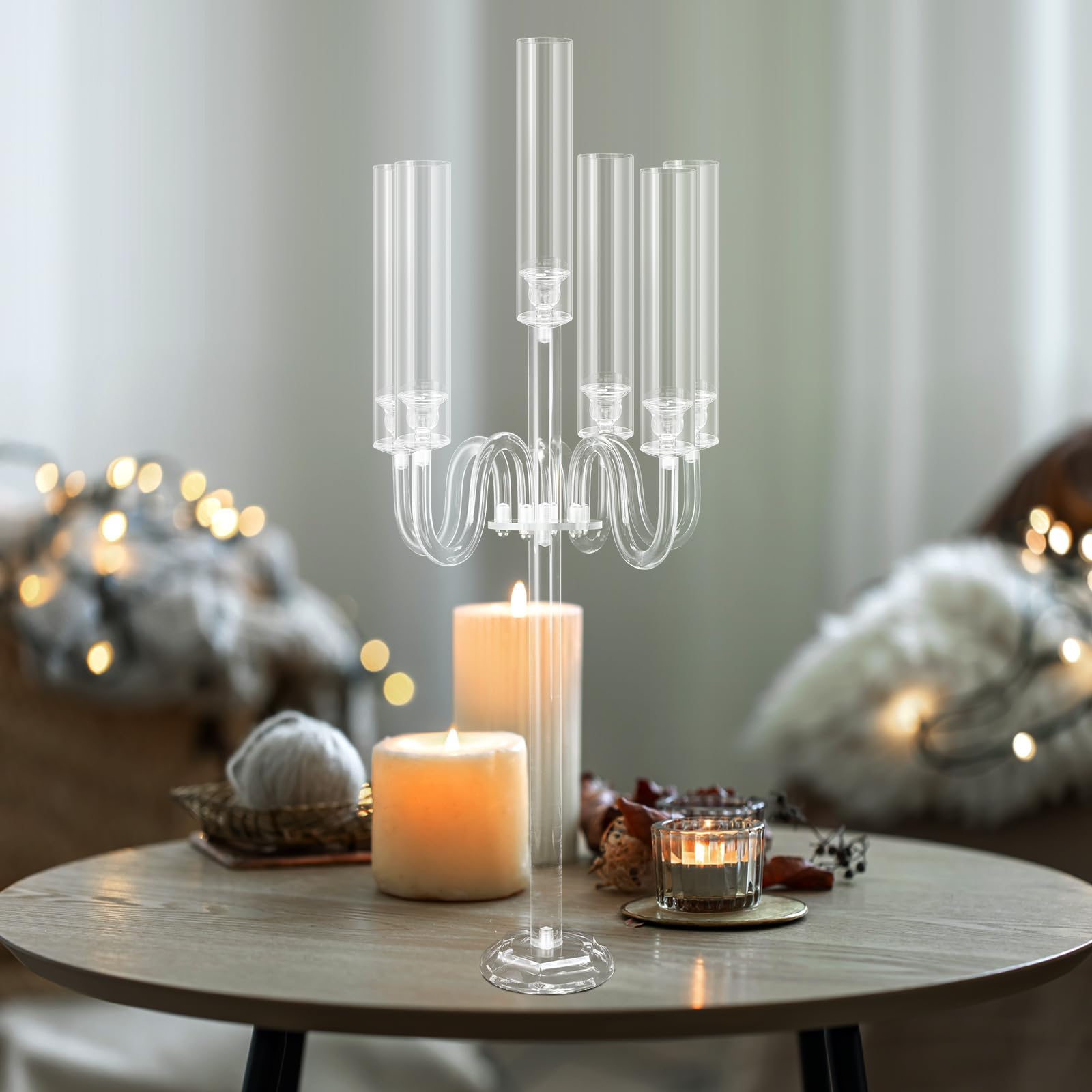 Amazon.com: 2Pcs Acrylic Candelabra Centerpieces for Wedding,Clear ...