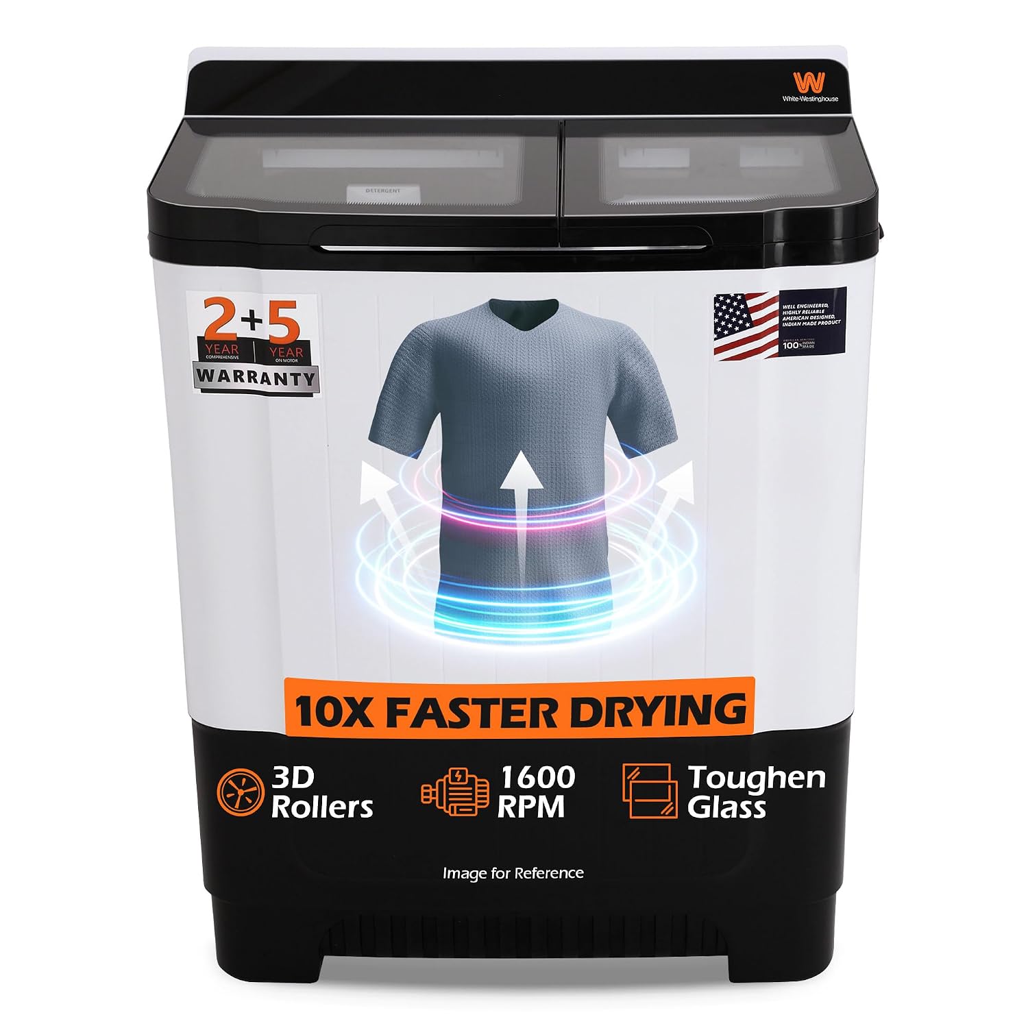 White Westinghouse 8.5 kg Toughen Glass 3D Wash Semi Automatic Top ...