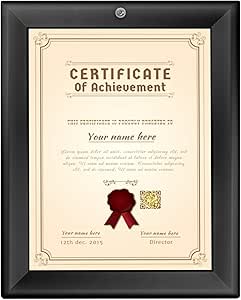 SnapeZo Locking Diploma Frame 8.5x11 Inches, Black 1.25 Inch Aluminum Profile, Lockable Front ...