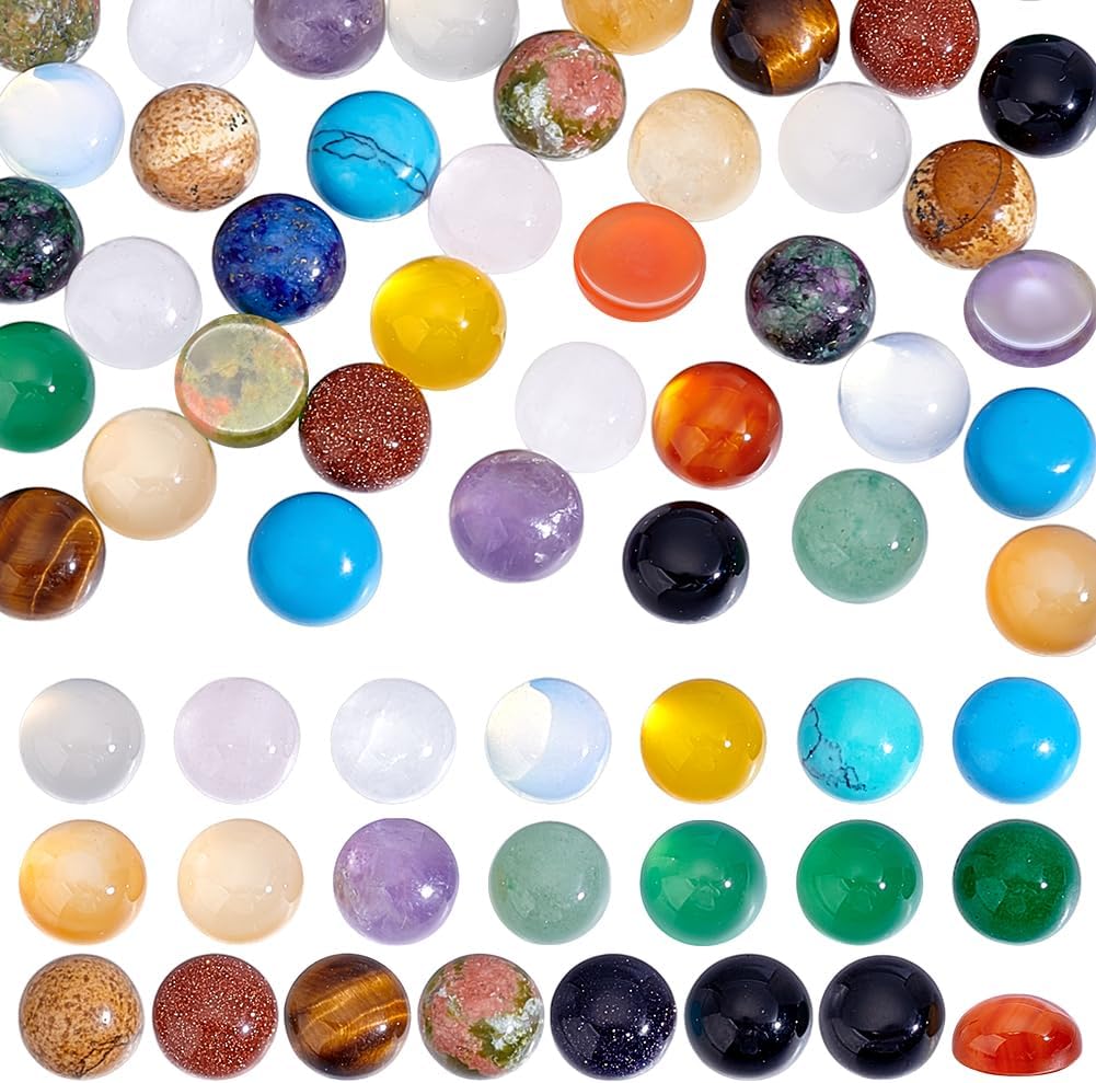 Amazon.com: PH PandaHall 44pcs Gemstone Cabochons 22 Styles Half Round ...