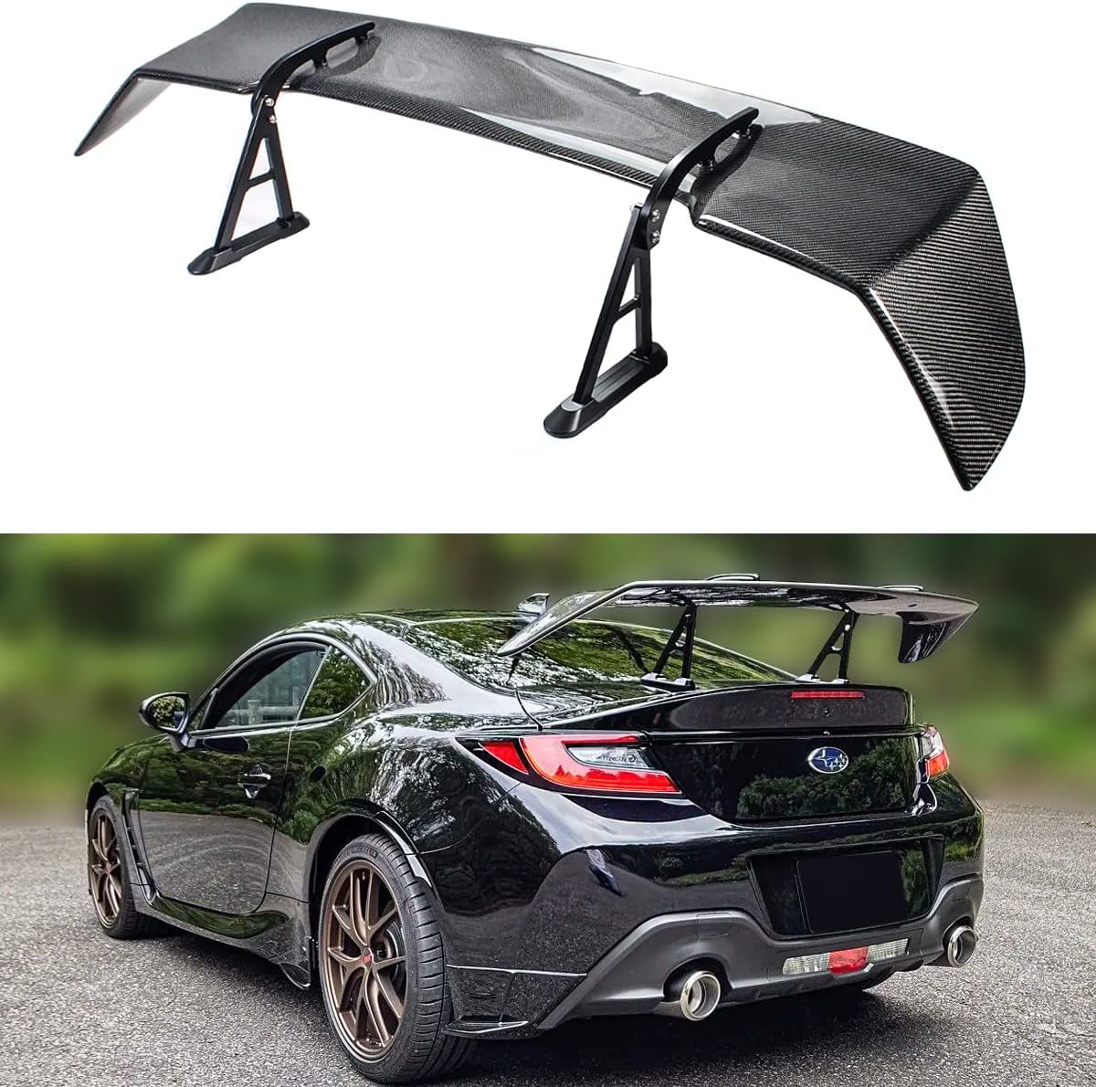 Amazon.com: Real Carbon Fiber Swan Neck Sti Style High Trunk Spoiler ...