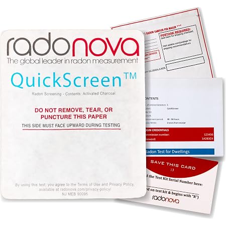Radonova QuickScreen Home Radon Test Kit - Short Term Charcoal Radon ...