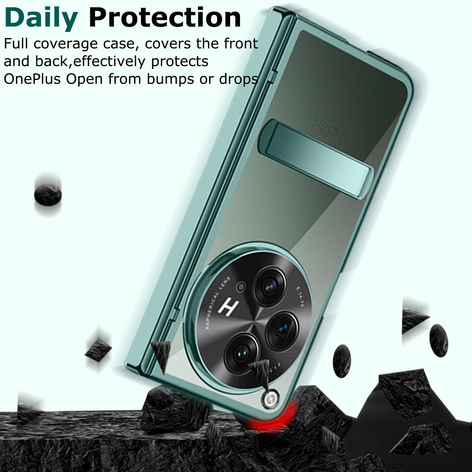 YQODSZ OnePlus Open Clear Case with Hinge Protection, Built in Screen ...