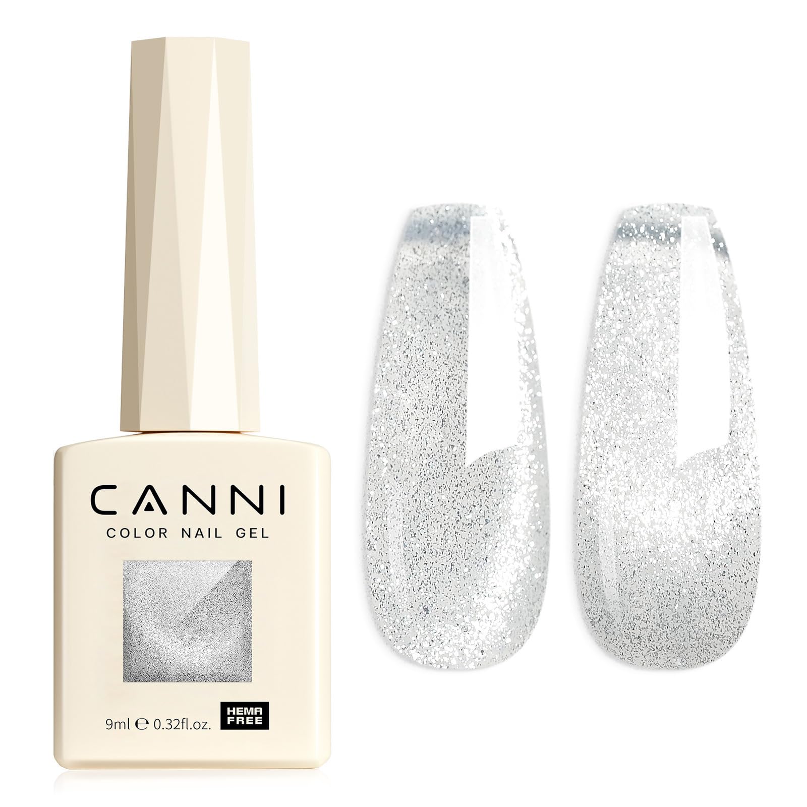 Amazon.com : CANNI 1 Pcs Silver Cat Eye Gel Nail Polish, Silver Glitter ...