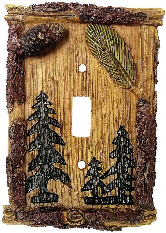 BLACK FOREST DECOR Pinecone & Tree Rustic Single Switch Plate - Rustic ...