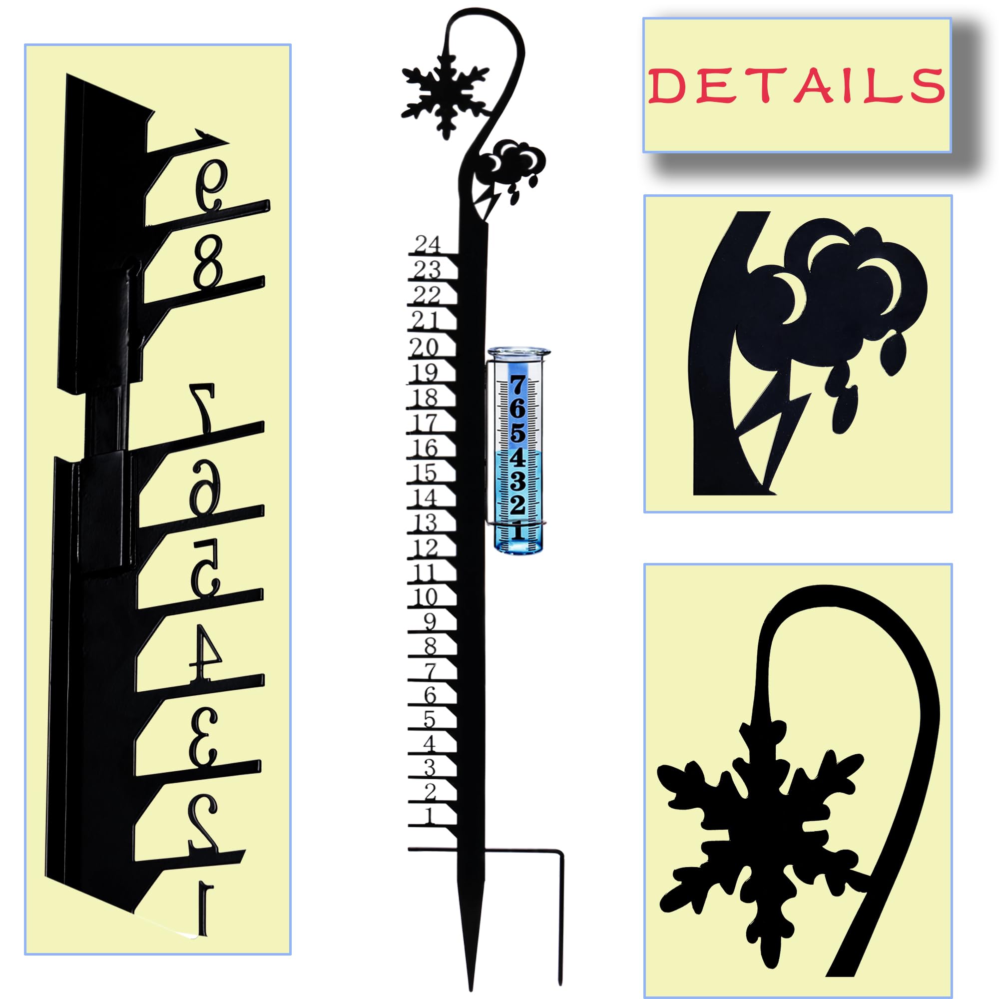 Snapklik.com : Snow Gauge Rain Gauge Outdoor, Dual-funtional Iron Art ...