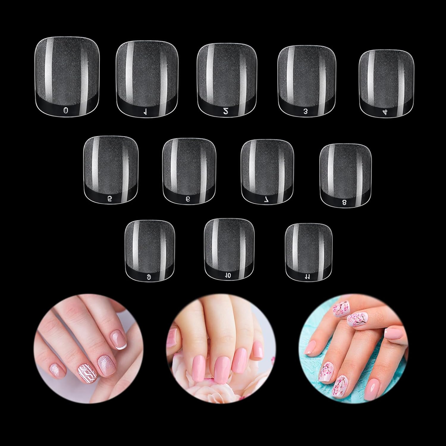 MWOOT 240 Pcs Short False Nails Tips,Full Cover Acrylic Extra Short ...