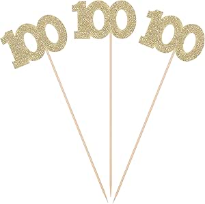 Amazon.com: Pack of 10 Gold Glitter 100th Days 100th Birthday ...