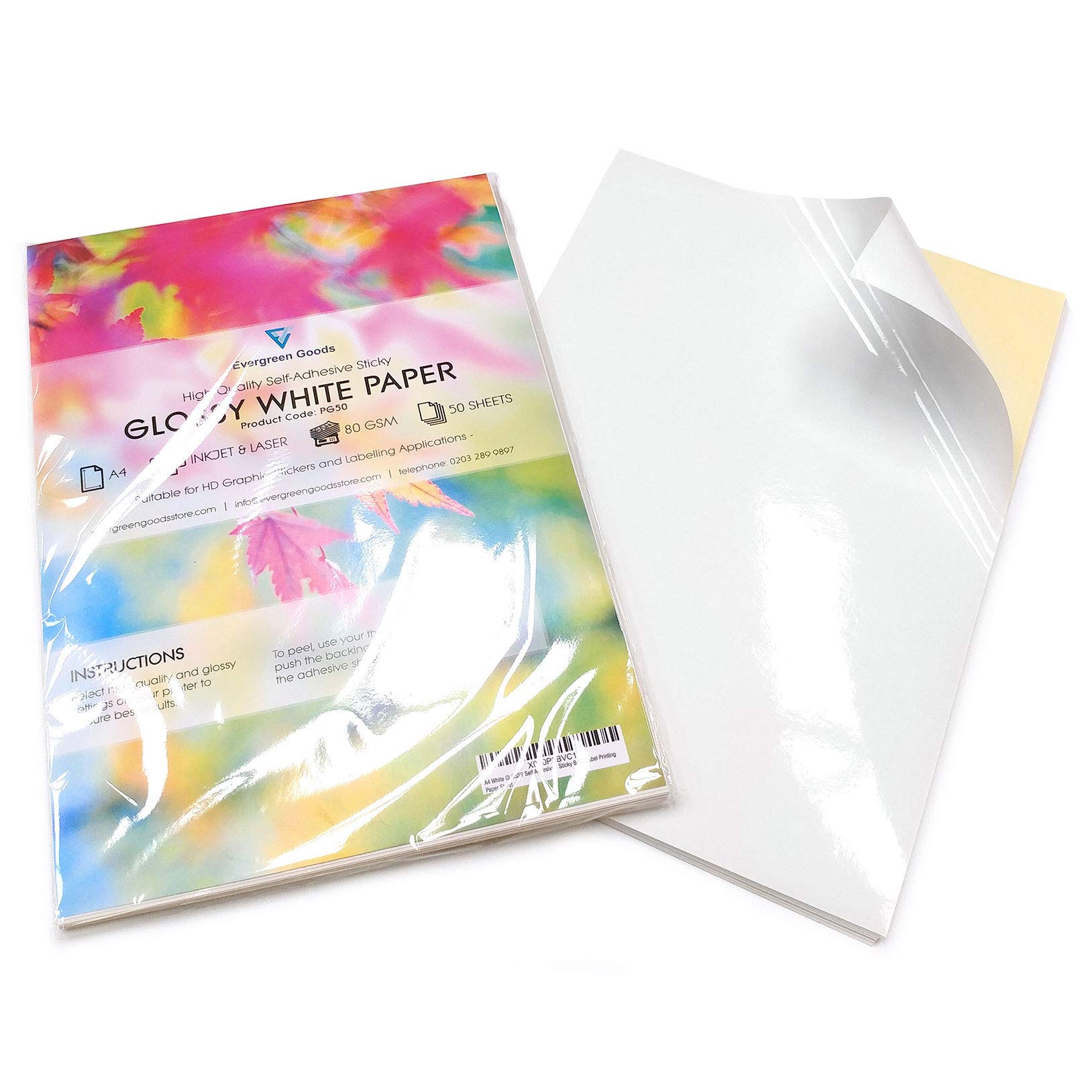 Buy Evergreen Goods Ltd 100 Sheets A4 White Glossy Self Adhesive Sticky Back Label Printing buy-evergreen-goods-ltd-100-sheets-a4-white-glossy-self-adhesive-sticky-back-label-printing