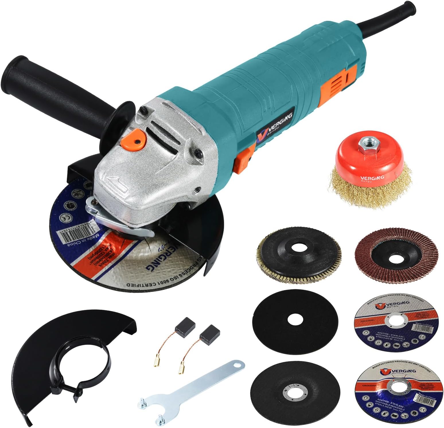 VERGING Angle Grinder, 7.5-Amp 4 1/2 Angle Grinder Tool with Grinding ...
