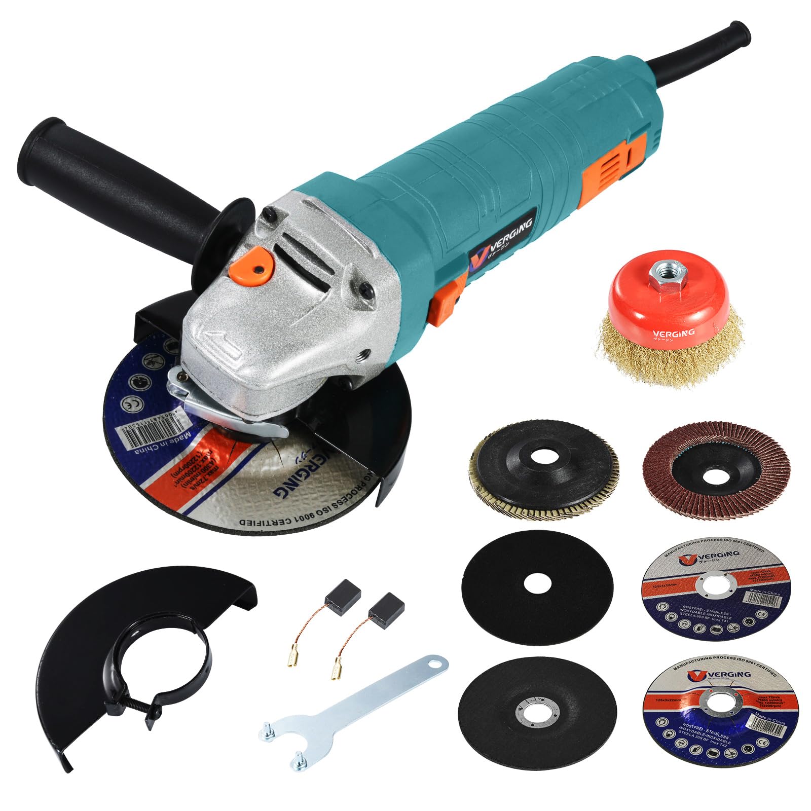 VERGING Angle Grinder, 7.5-Amp 4 1/2 Angle Grinder Tool with Grinding ...