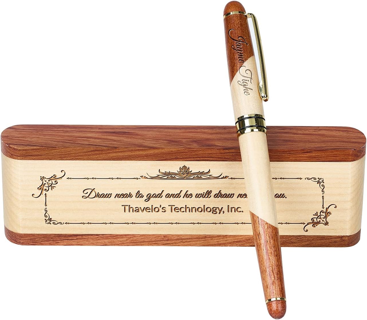 Amazon.com : Custom Engraved Wood Pen Set With Maple and Rosewood ...