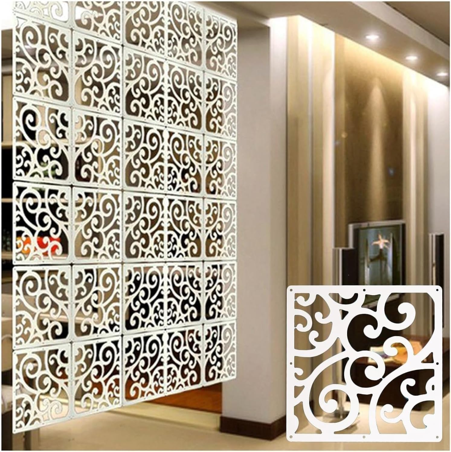 Folding Room Divider Freestanding Partition with Cutout Design Wall Art ...