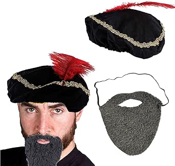 Amazon.com: Degpum Medieval Hat with Beard, Medieval Renaissance Hat ...