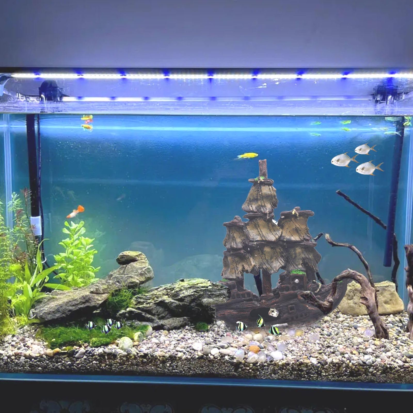 Snapklik.com : Saim Aquarium Shipwreck Decorations Fish Tank Ornaments