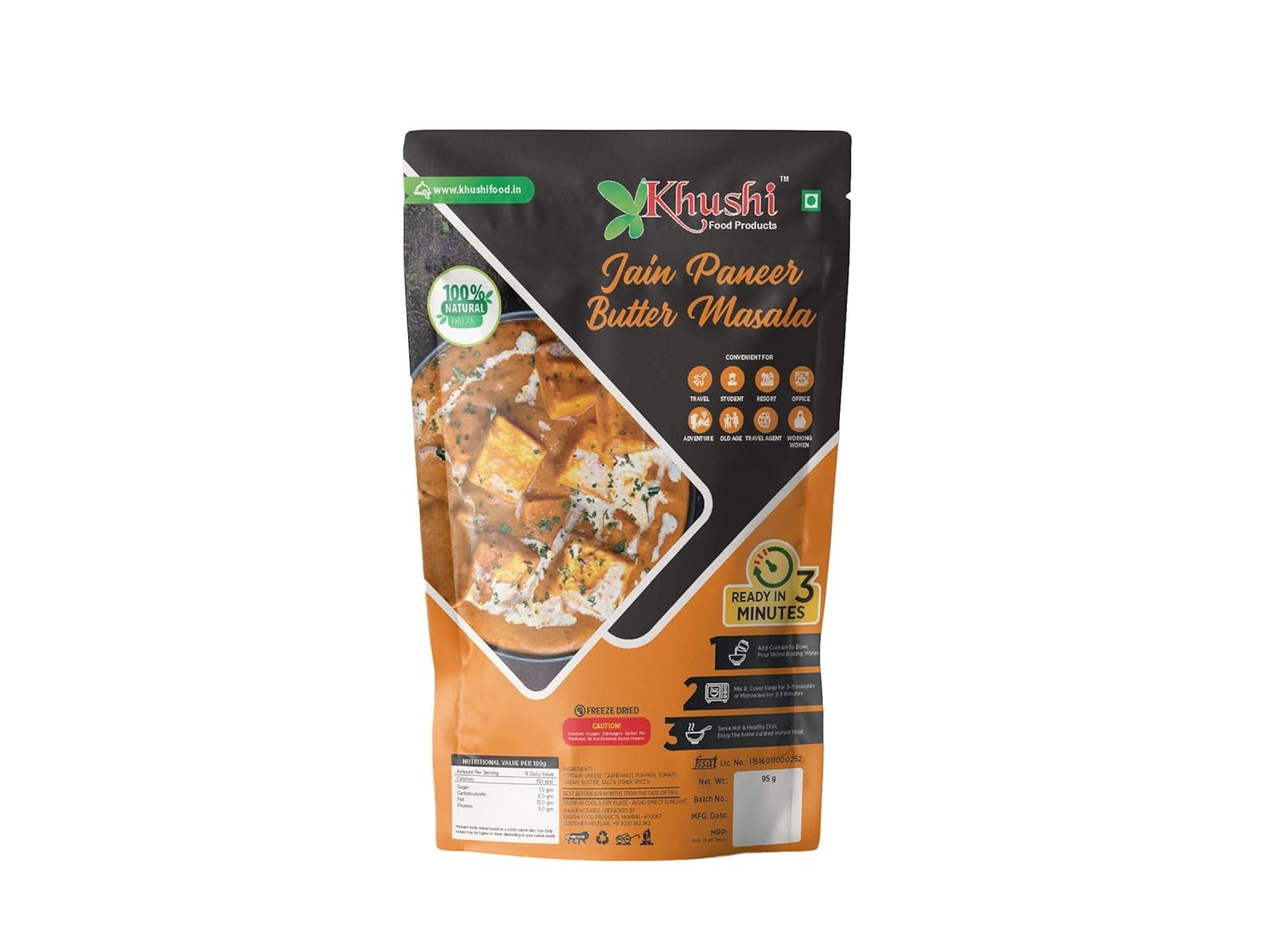 Khushi Food Products Jain Paneer Butter Masala (95 g) : Amazon.in ...