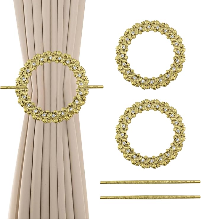 Amazon.com: Mewutal 2 Pack Gold Curtain Tiebacks Round Curtain ...