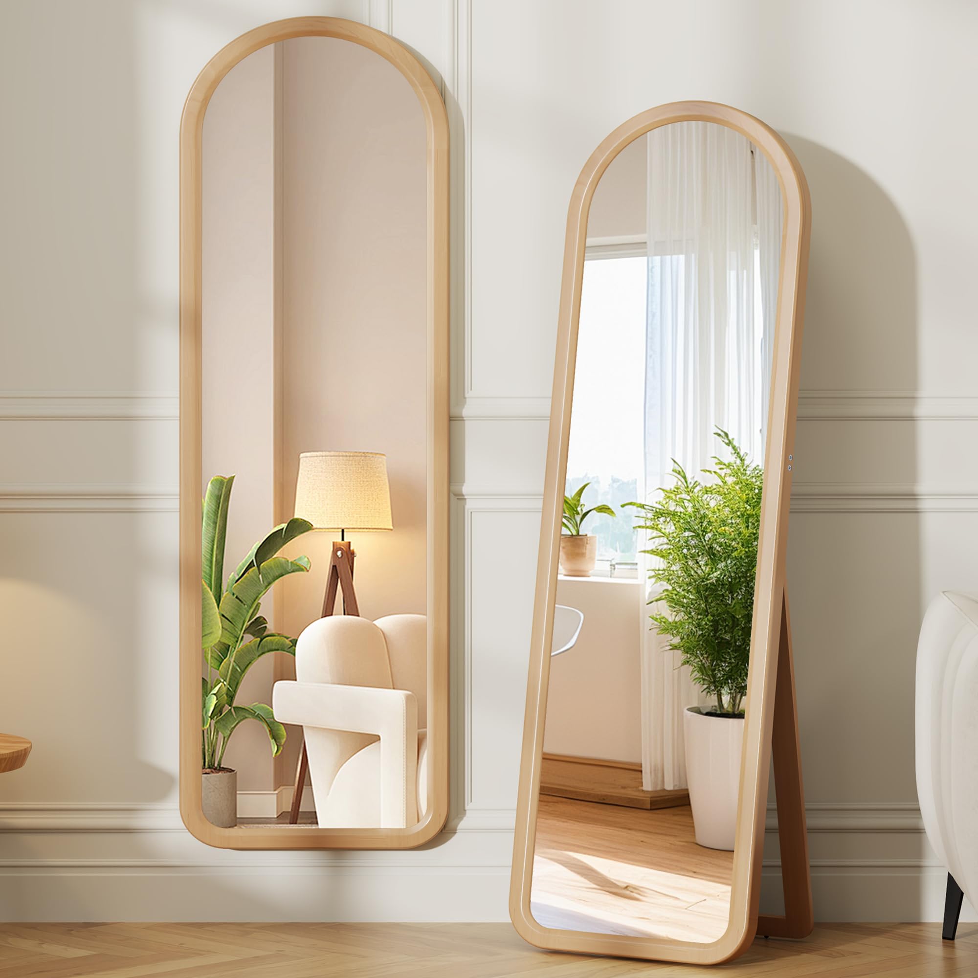 Amazon.com: dnbss 63"x18" Arched Full Length Mirror with Solid Wood ...