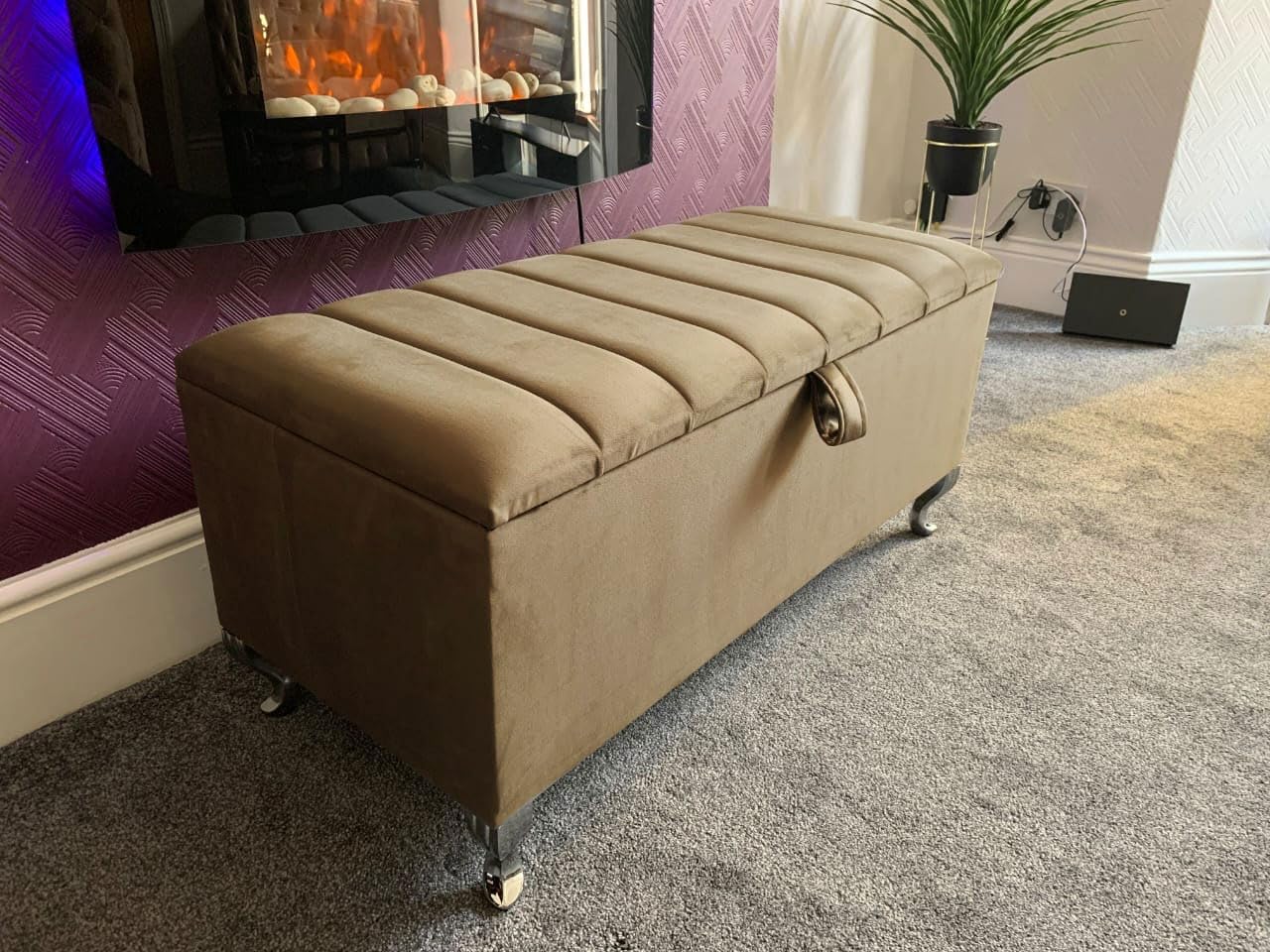 SK Luxury Living Ottoman Storage Box - Engineered Wood Panel Style ...