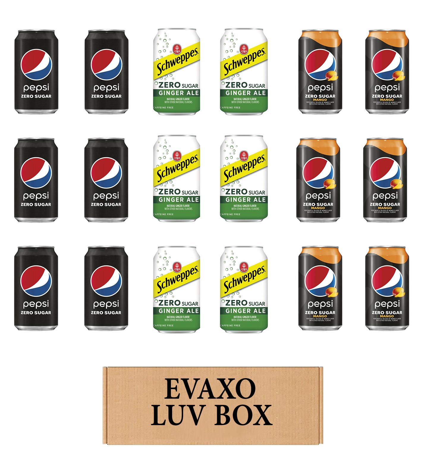 Buy LUV BOX – VARIETY ZERO SUGAR SOFT DRINKS 12oz , PACK OF 18 , Zero ...
