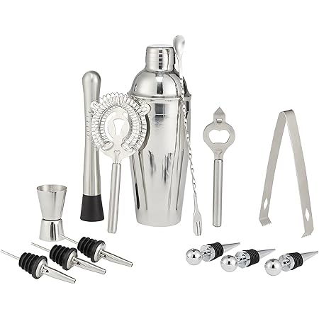 Amazon.com: Amazon Basics 10-Piece Stainless Steel Bar Tools Set with ...
