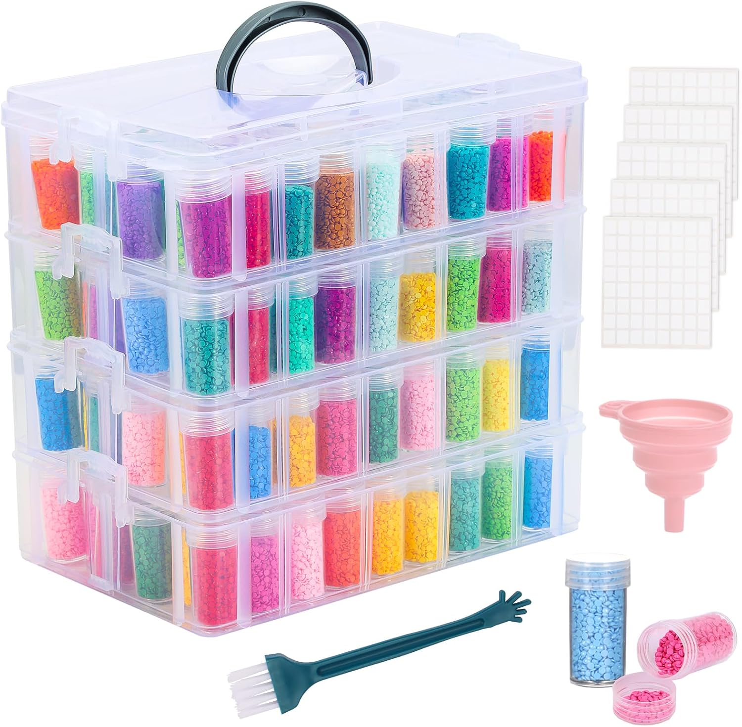 Amazon.com - QUEFE 4-Tier Diamond Painting Storage Container, 200 Slots ...