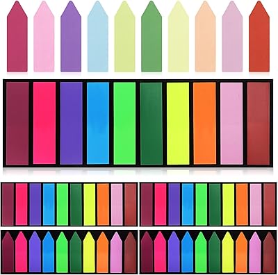 Amazon.com : Fandamei 960 Pieces Neon Page Markers 6 Sets Translucent ...