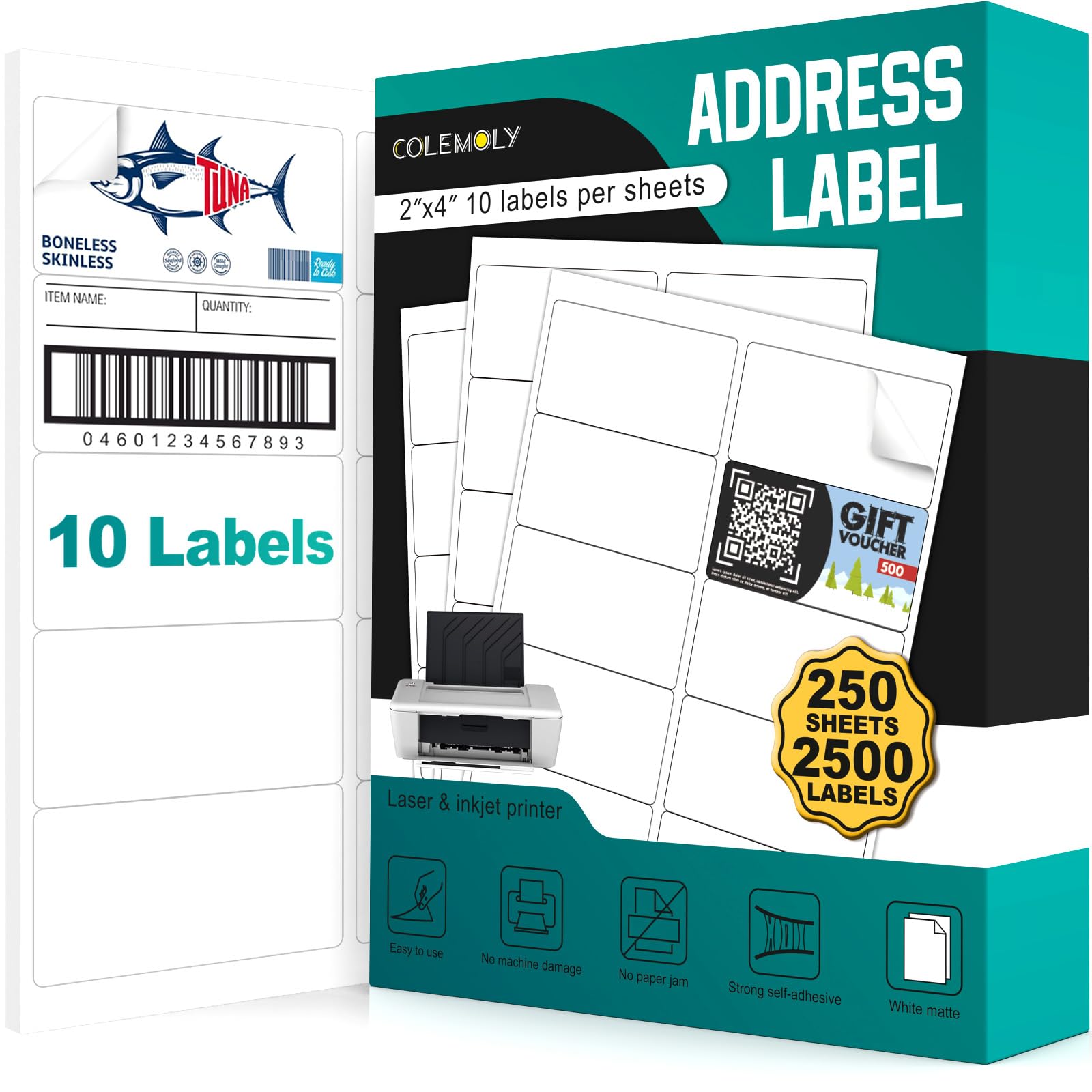 Snapklik.com : 2x4 Labels Sticker Paper - 2500 Address Labels
